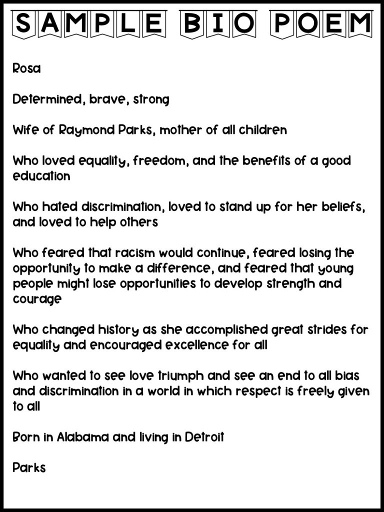 Bio Poem Template Free